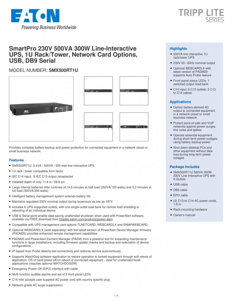 SMX500RT1U technical document image, page 1
