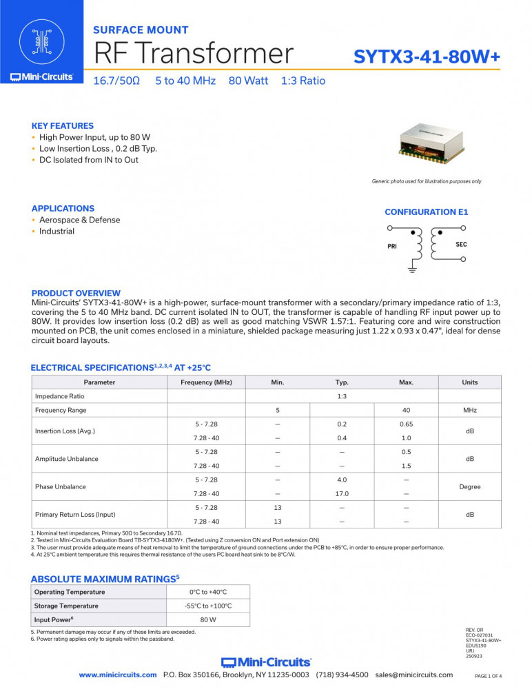 SYTX3-41-80W+ technical document page 1