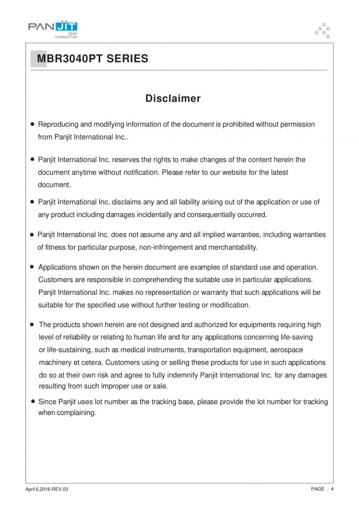 PANJIT MBR3040PT series datasheet page 4
