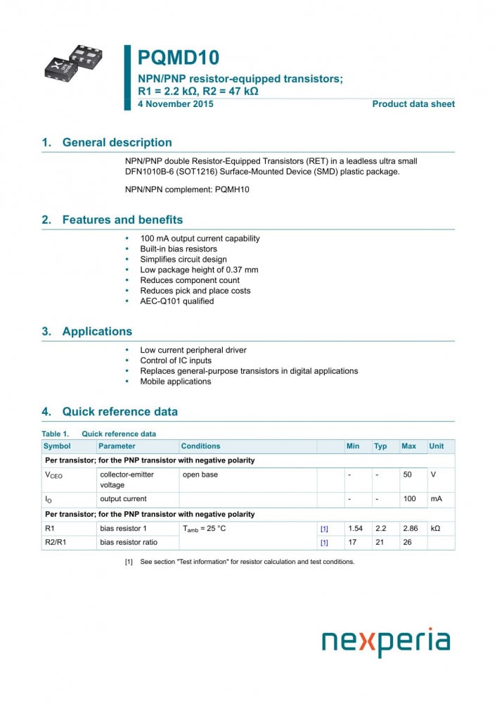 PQMD10Z datasheet page 1