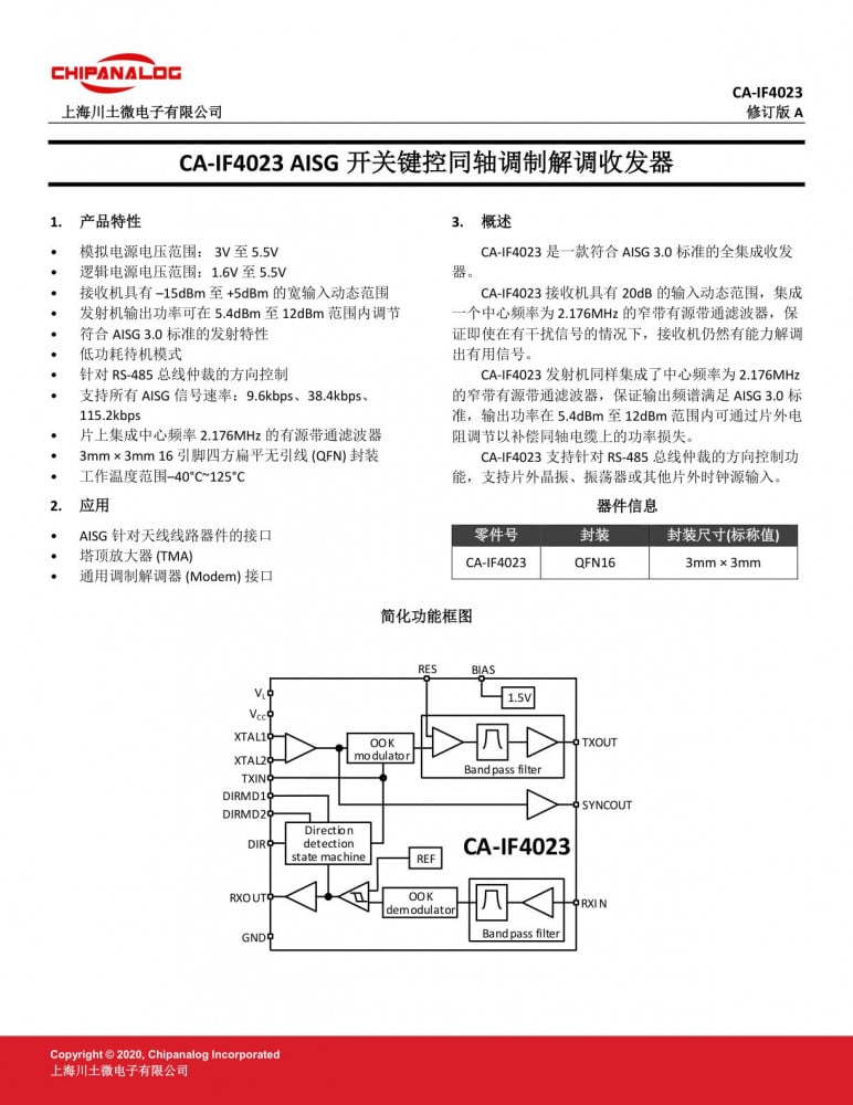 CA-IF4023 datasheet page 1
