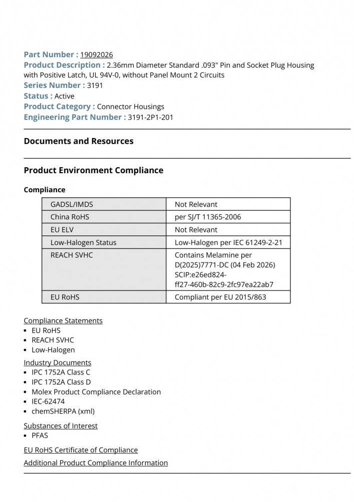 Technical document image 1 for MOLEX 19092026