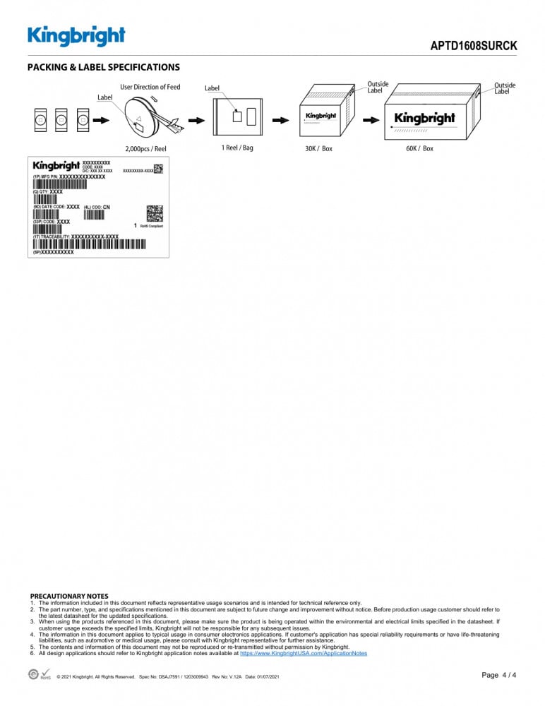APTD1608SURCK datasheet page 4
