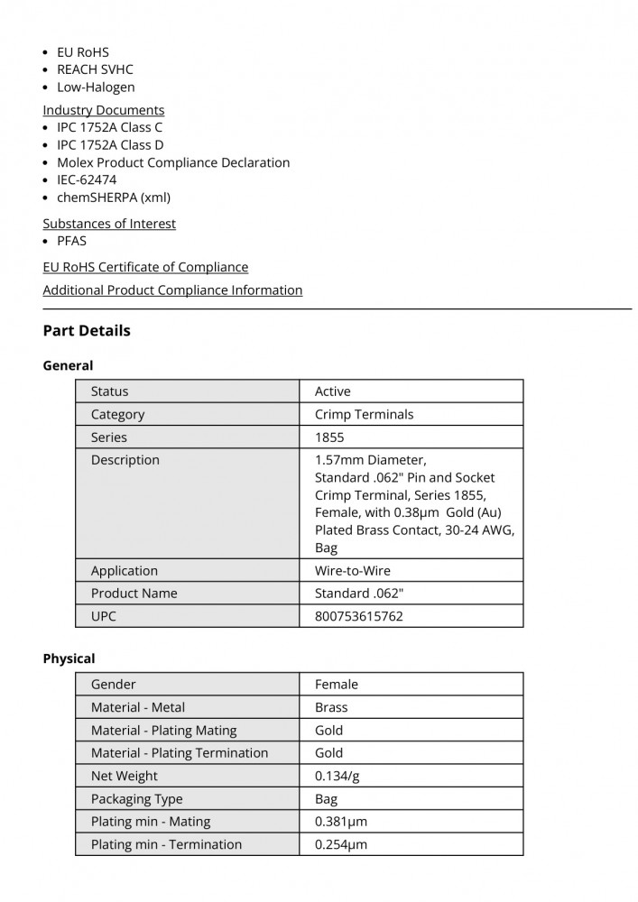 Technical document image 2 for MOLEX 02065135