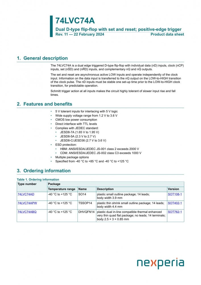 74LVC74APW,118 datasheet page 1