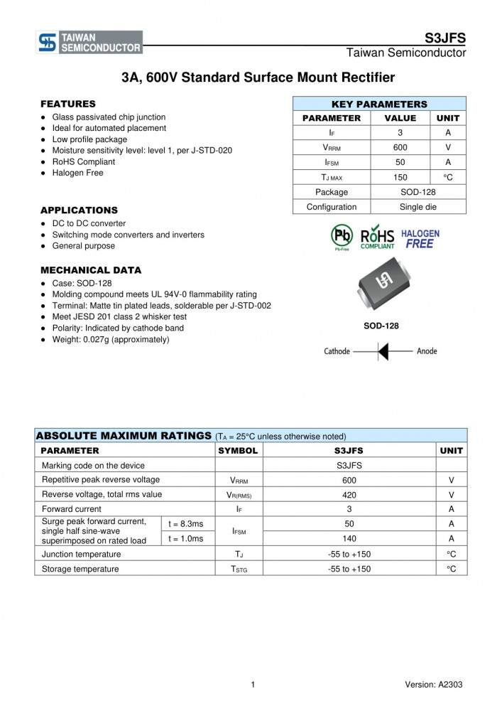 S3JFS datasheet page 1