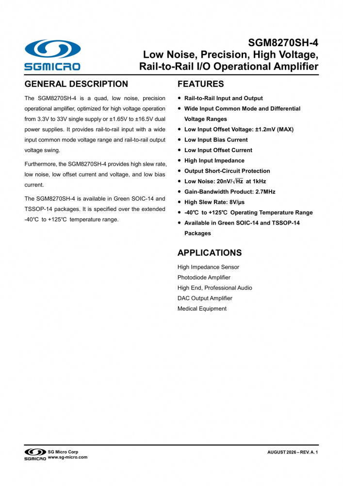 SGM8270SH-4 datasheet preview, page 1