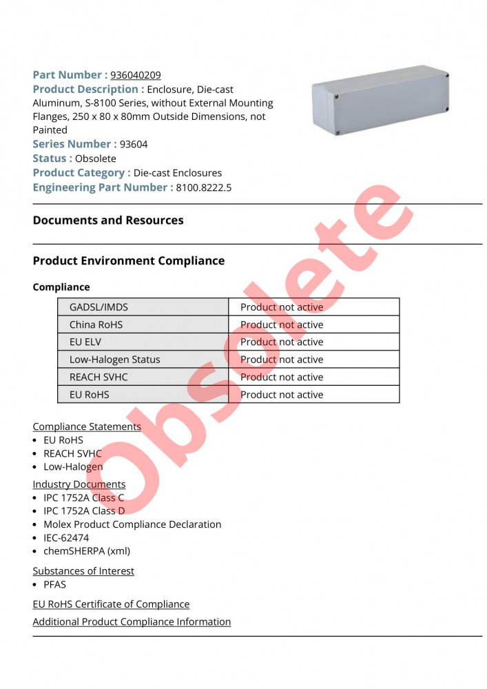 936040209 product document image, page 1