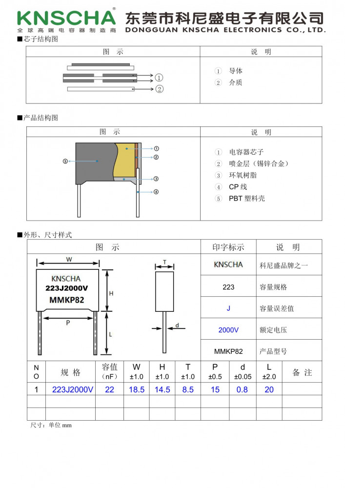 KNSCHA MMK223J2000V82CB0207 specification page 2