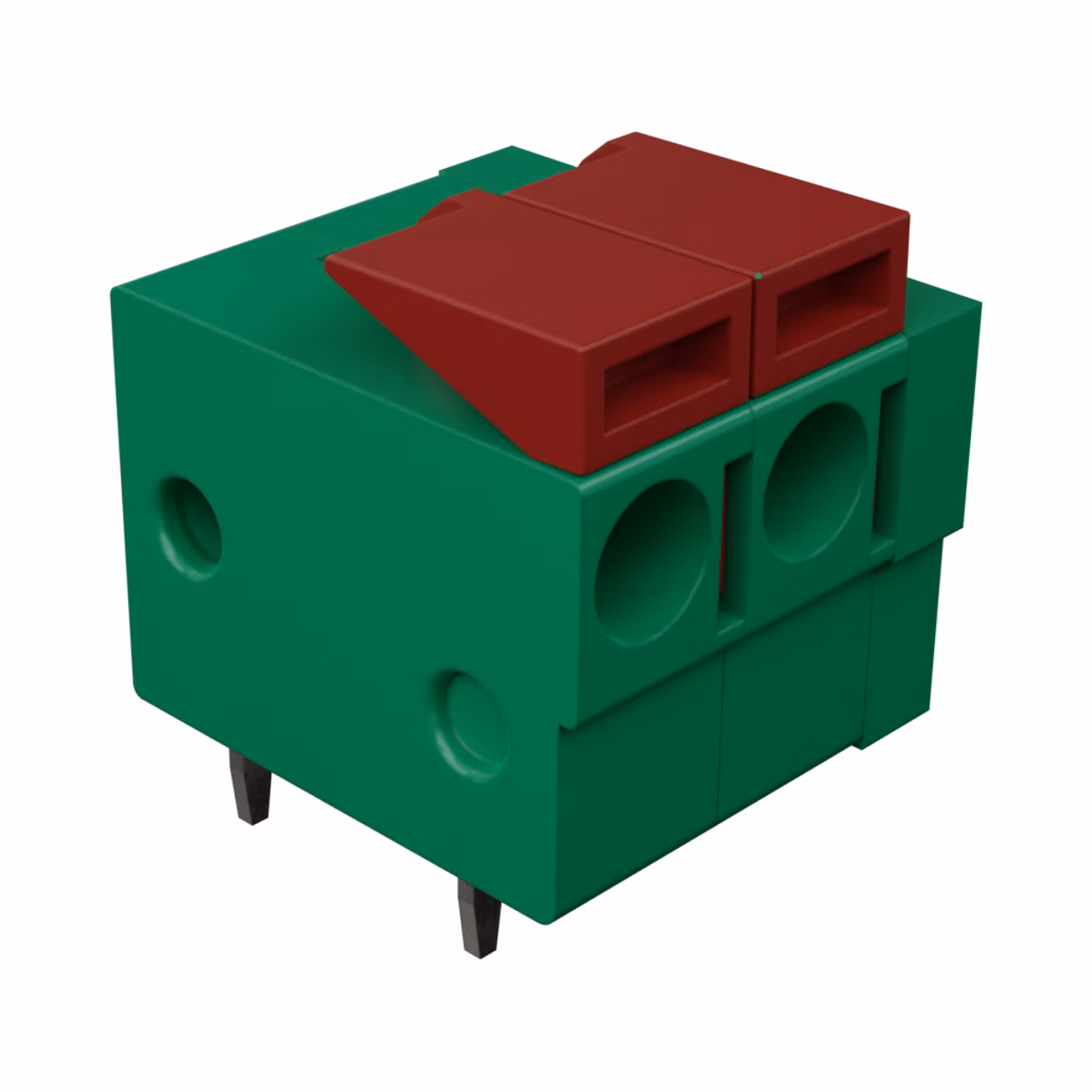 5.00mm Pitch, Eurostyle Fixed-Mount Push-Button Terminal Block, Horizontal, 10A, 22-14 AWG, Green, 2 Circuits for sale