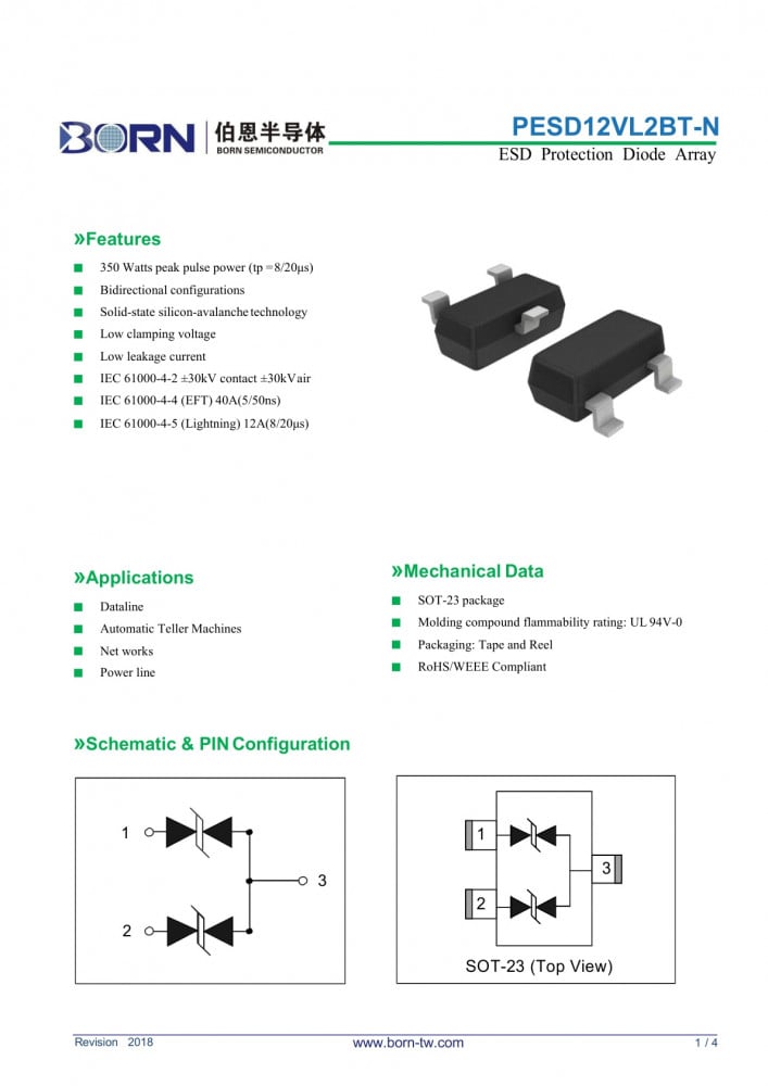 PESD12VL2BT-N datasheet page 1