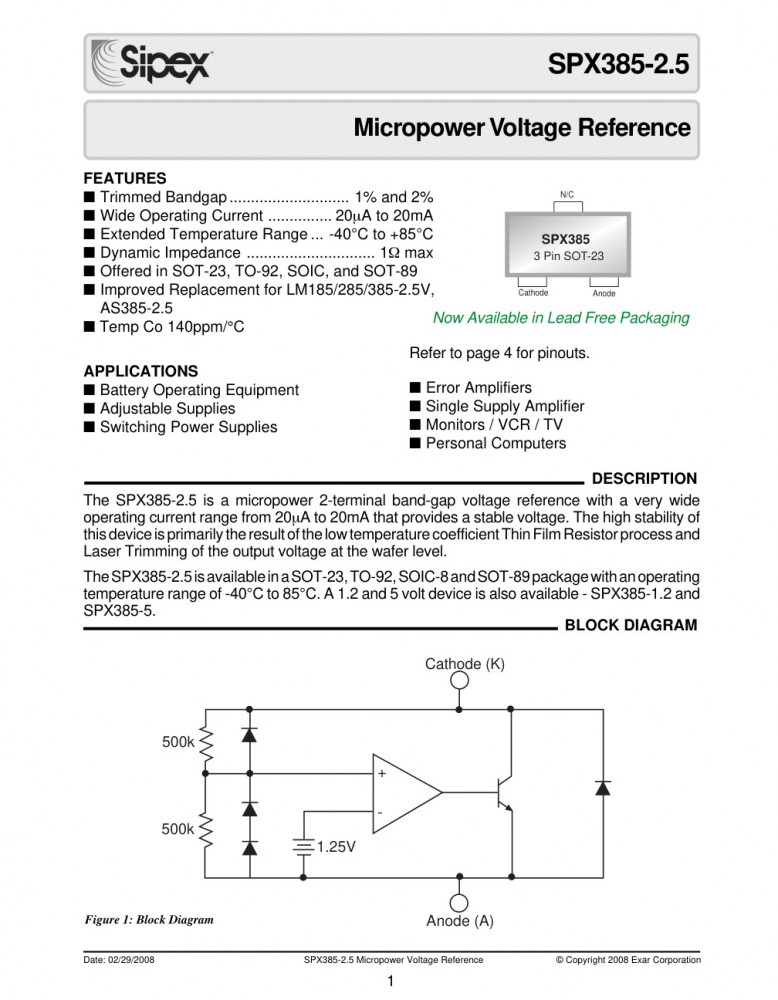 SPX385 datasheet page 1