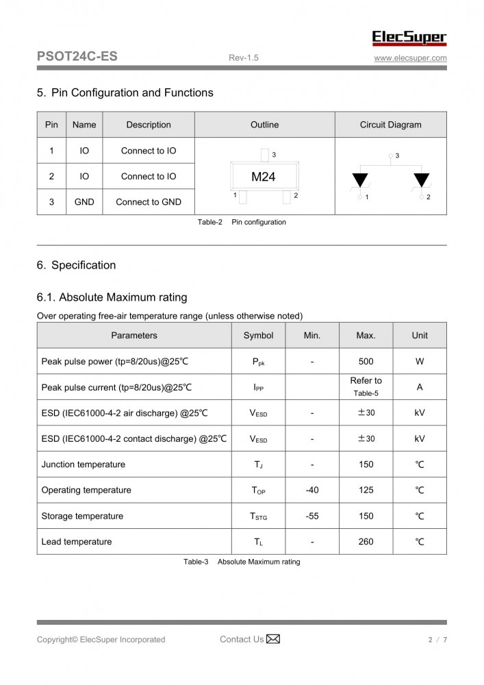 PSOT24C-ES datasheet page 2