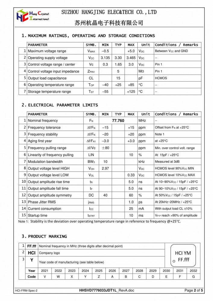HHSVD7776033JDT1L specification page 2