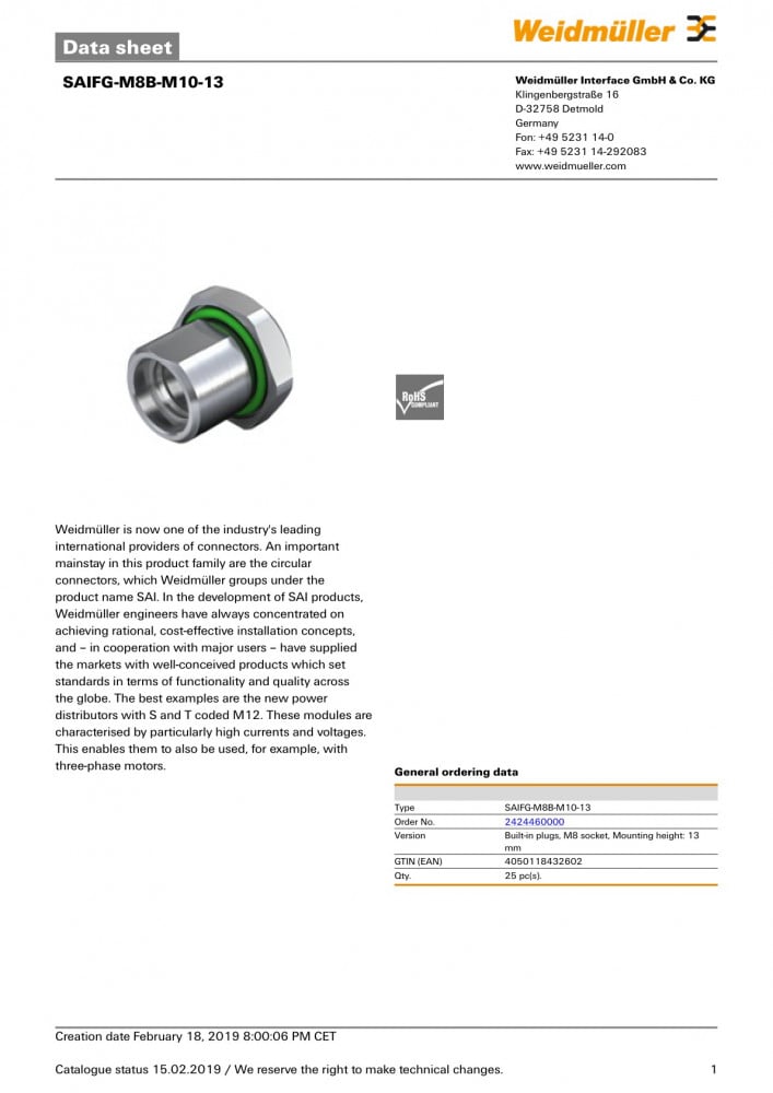 WEIDMULLER 2424460000 document page 1