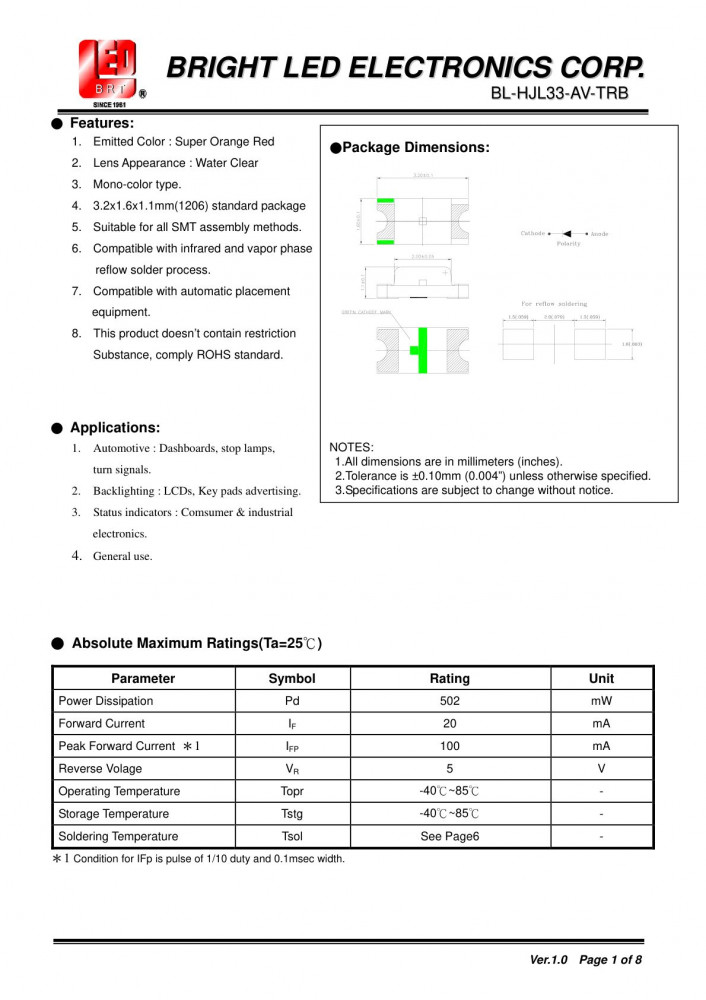 BL-HJL33-AV-TRB technical document, page 1