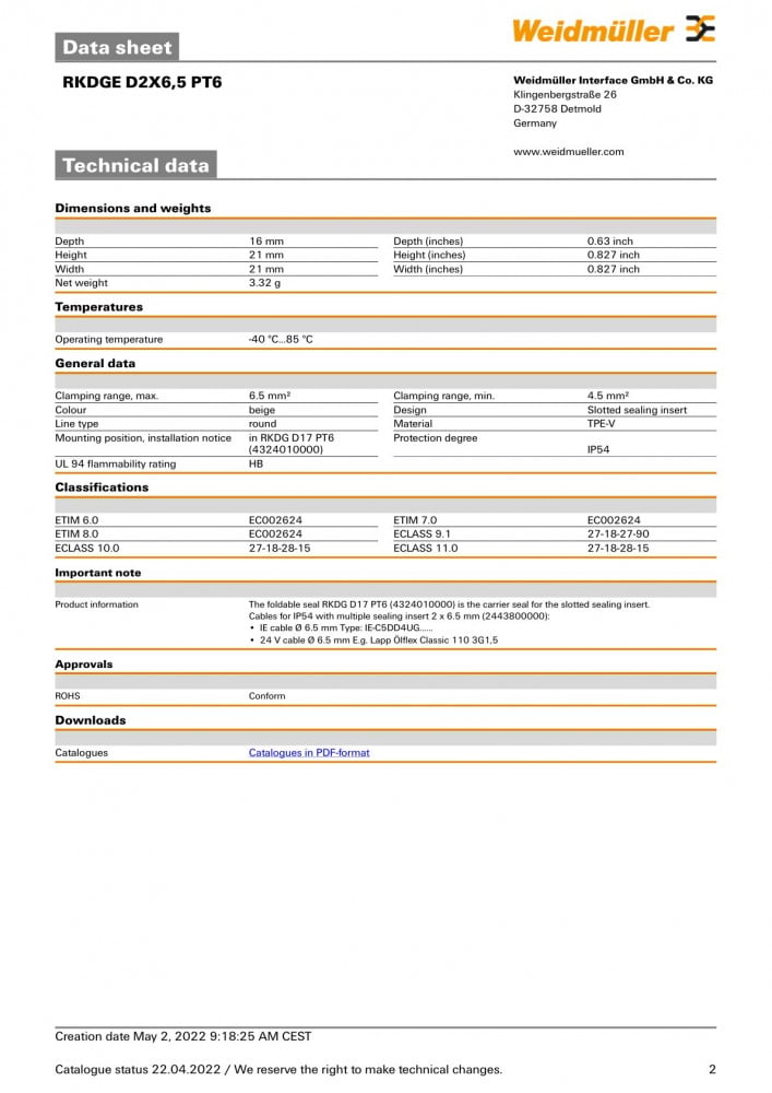 WEIDMULLER 2443800000 technical document page 2