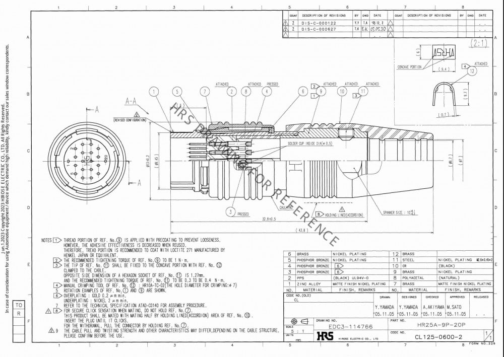 HR25A-9P-20P technical document preview
