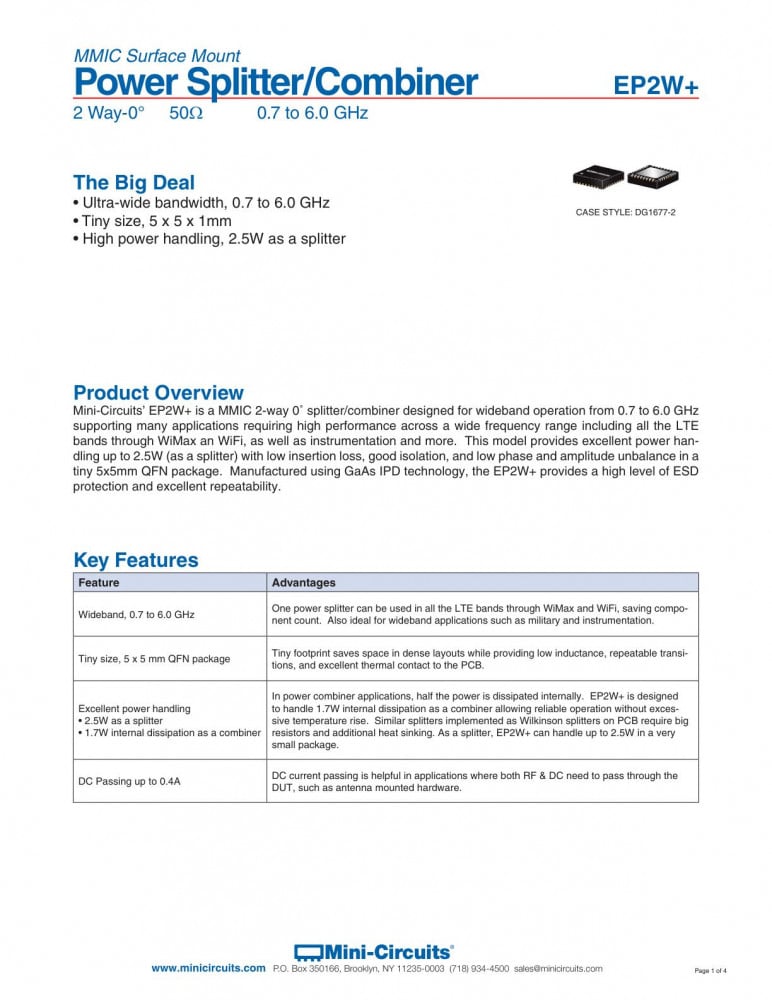 EP2W+ datasheet page 1