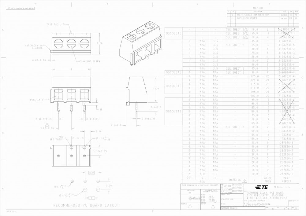 TE Connectivity 2-282836-6 controlled drawing page 1