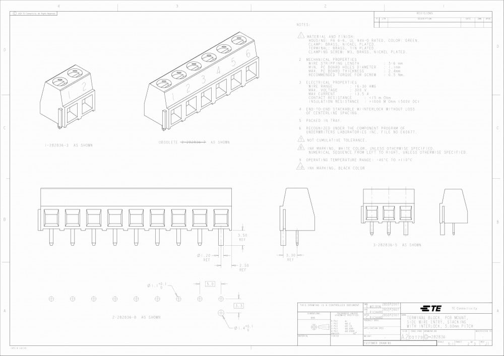 TE Connectivity 2-282836-6 controlled drawing page 2