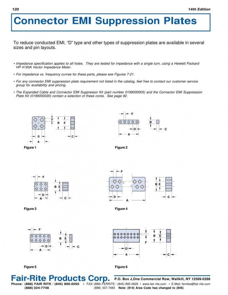 Fair-Rite connector EMI suppression plate documentation page 1