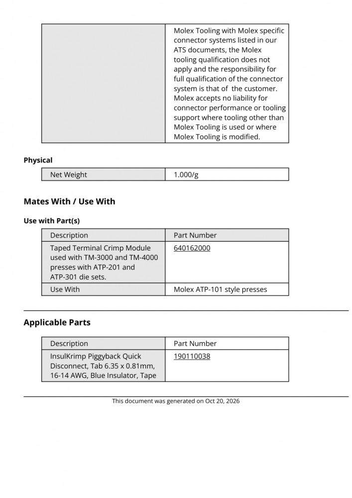 Technical document page 3 for MOLEX 198002130