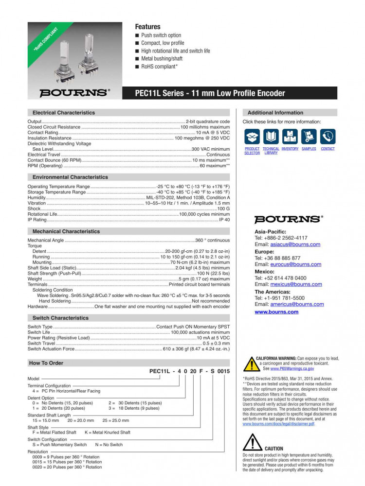 PEC11L technical document, page 1