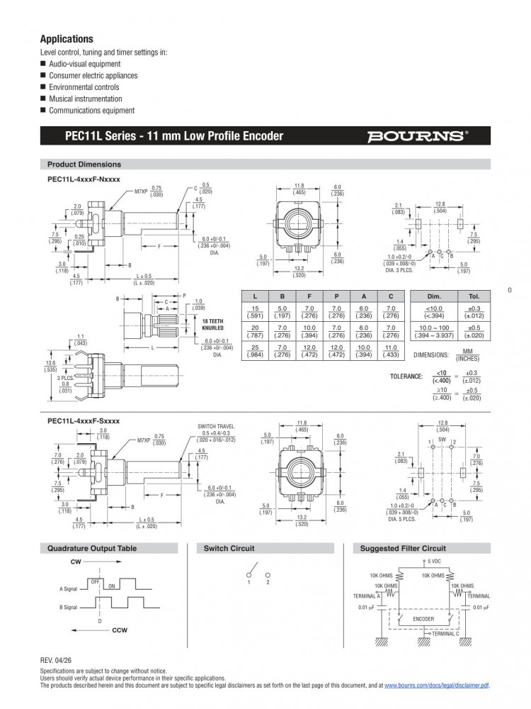 PEC11L technical document, page 2