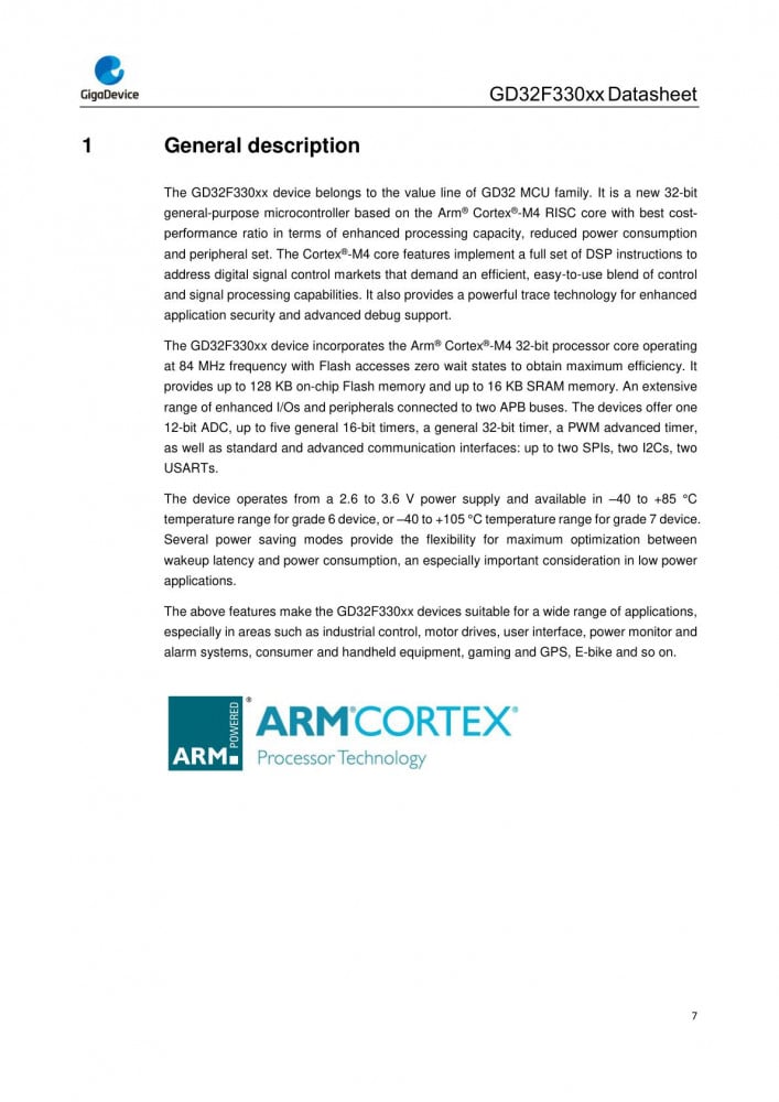 GD32F330xx datasheet page 8