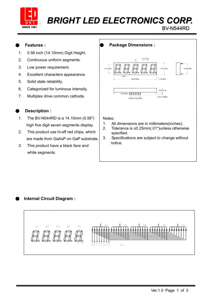 BV-N544RD technical document image, page 1