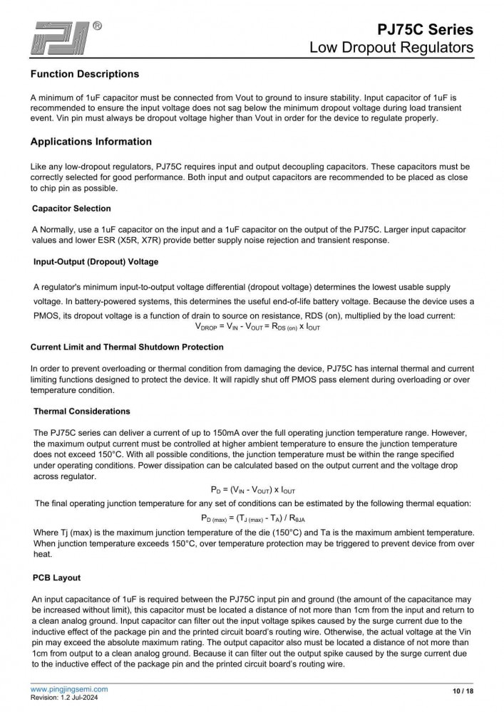 PJ75C datasheet page 10