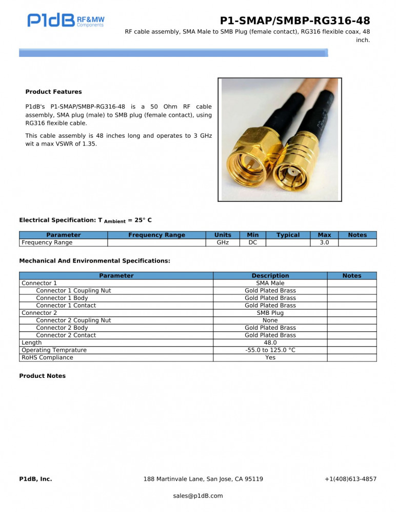 P1-SMAP/SMBP-RG316-48 technical document image