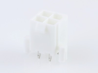 Mini-Fit Jr. Vertical Header, 4.20mm Pitch, Dual Row, 4 Circuits, with Snap-in Plastic Peg PCB Lock, Gold, Natural for sale