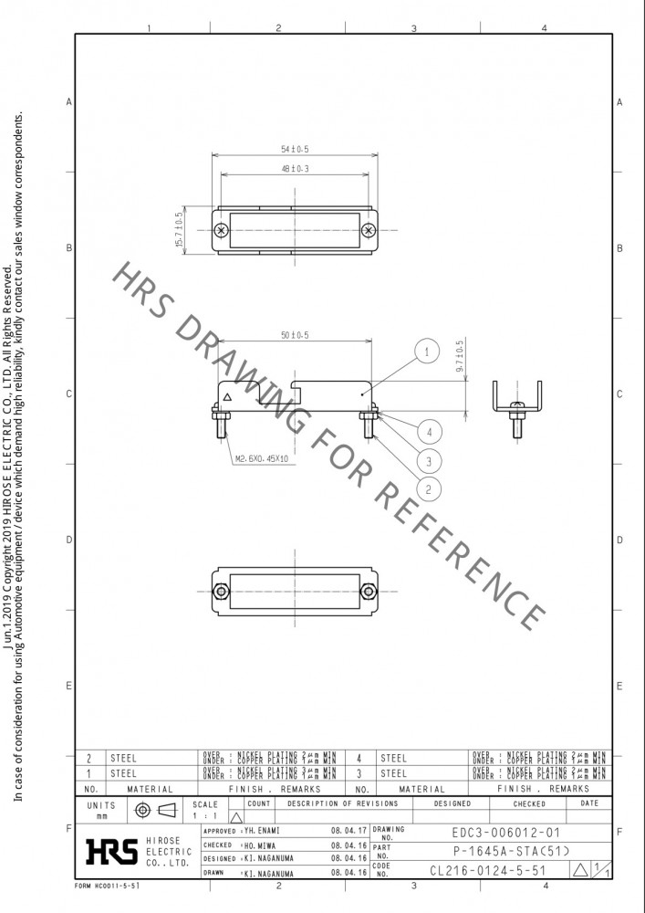HRS P-1645A-STA(51) technical drawing preview