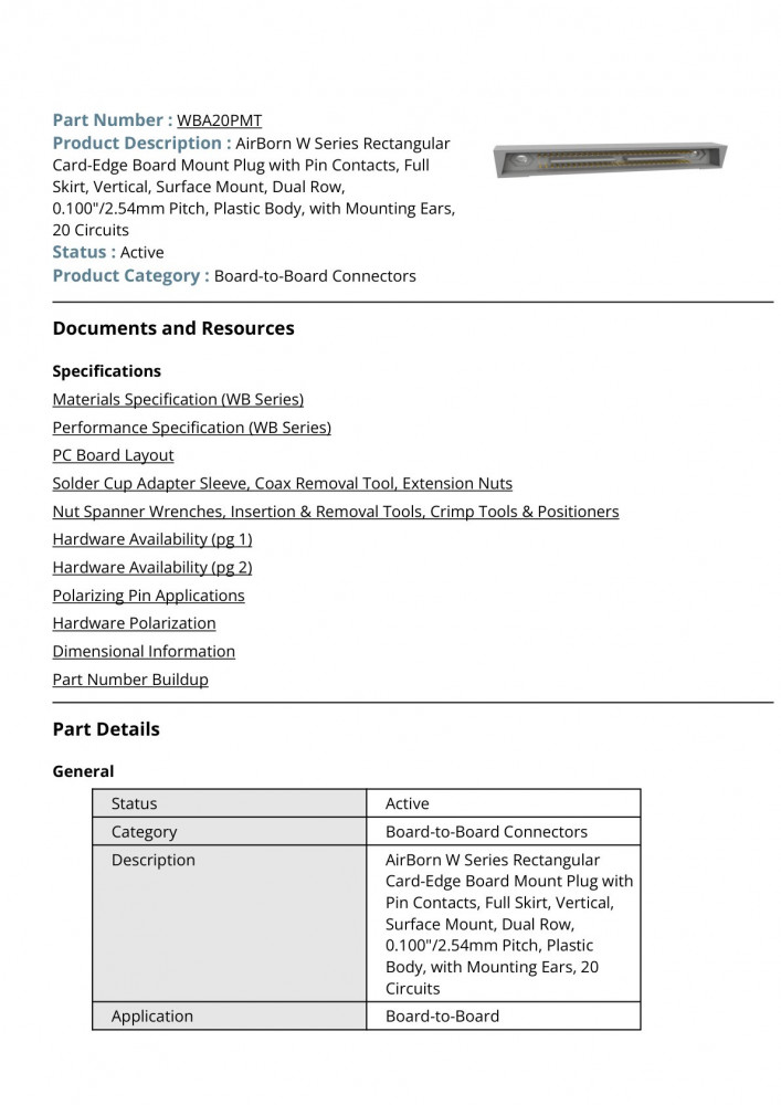 WBA20PMT technical document page 1