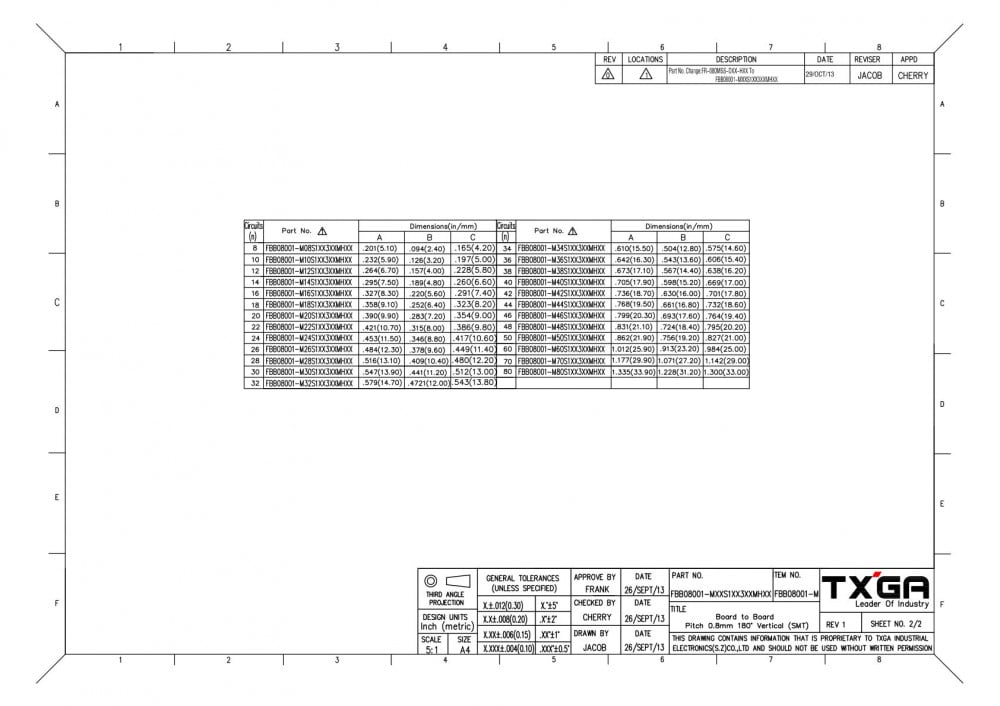 TXGA FBB08001 technical drawing page 2