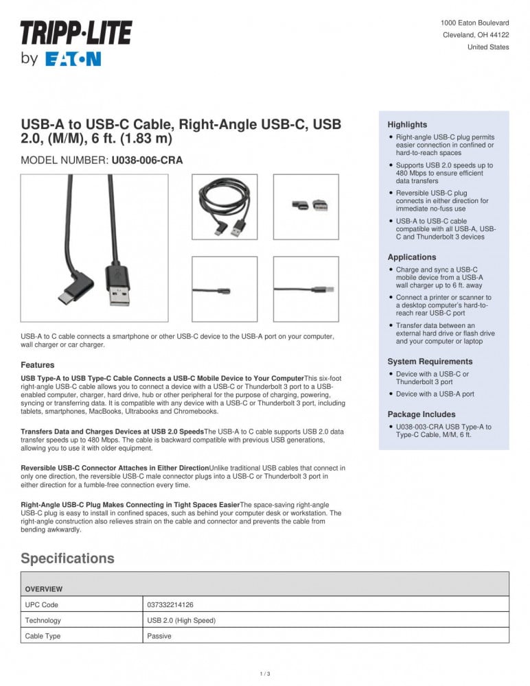 U038-006-CRA technical document page 1