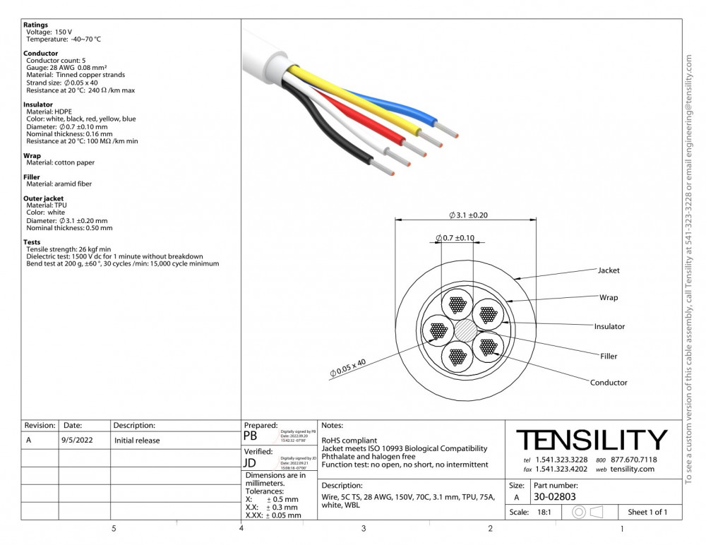 Tensility International 30-02803 cable drawing