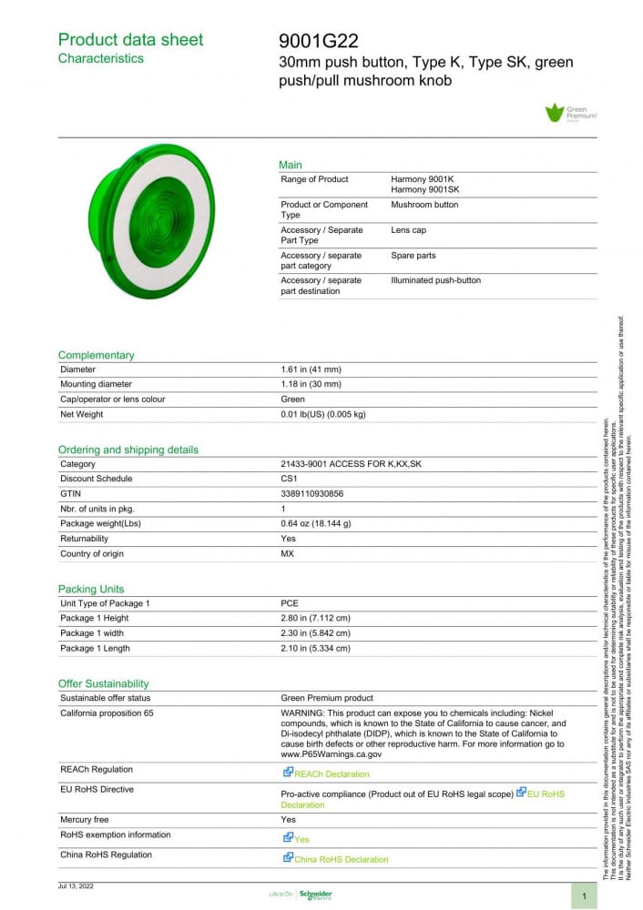 9001G22 technical document page 1