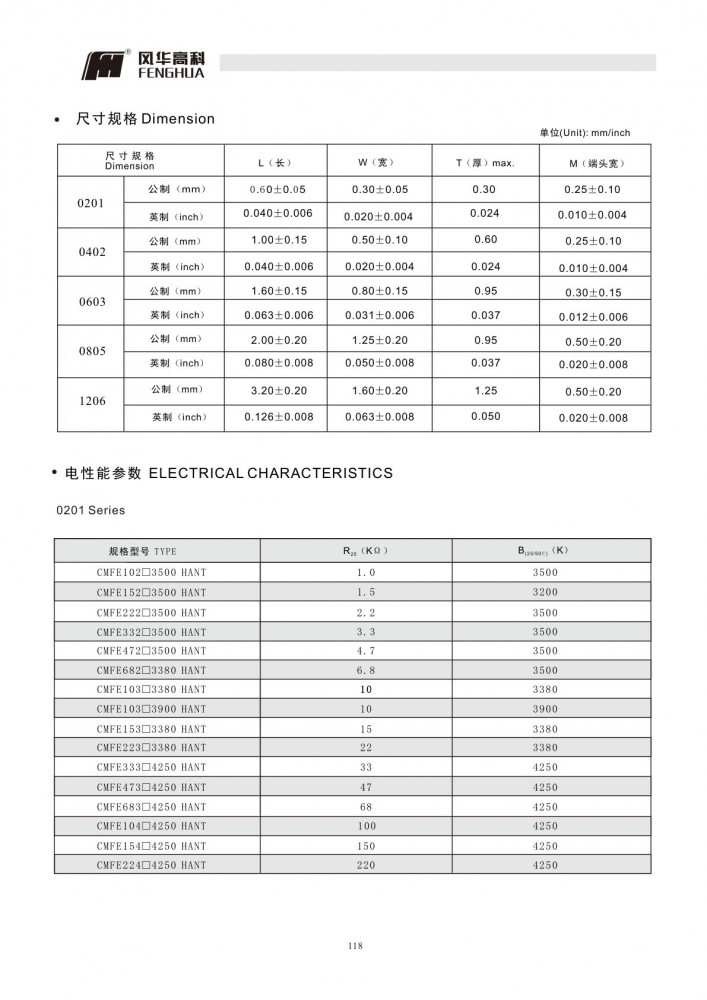 FH NTC thermistor datasheet page 2