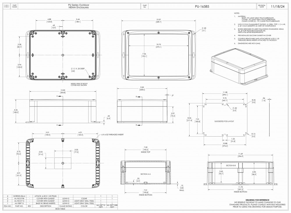 PU-16585 Bud Industries product drawing