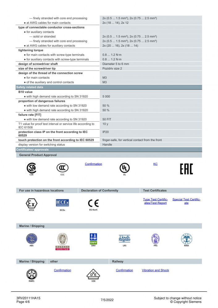 3RV20111HA15 technical document page 4
