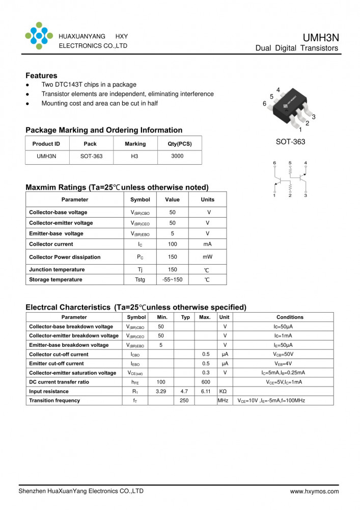 UMH3N datasheet page 1