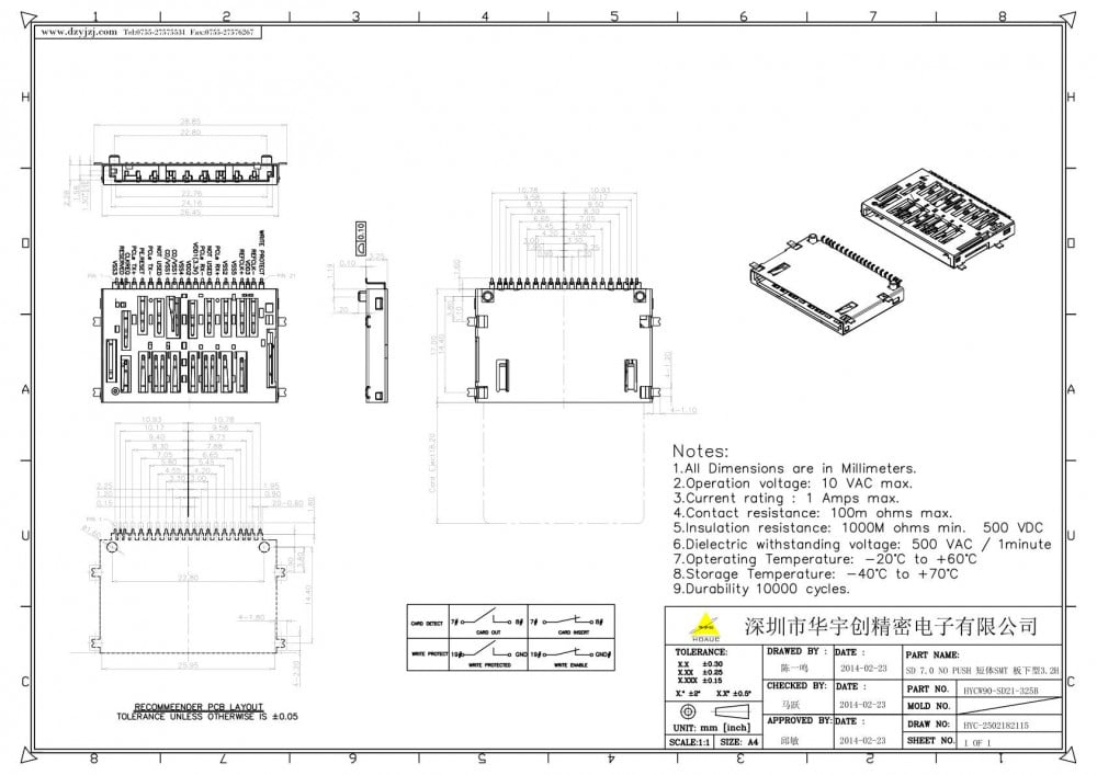 HOAUC HYCW90-SD21-325B mechanical drawing