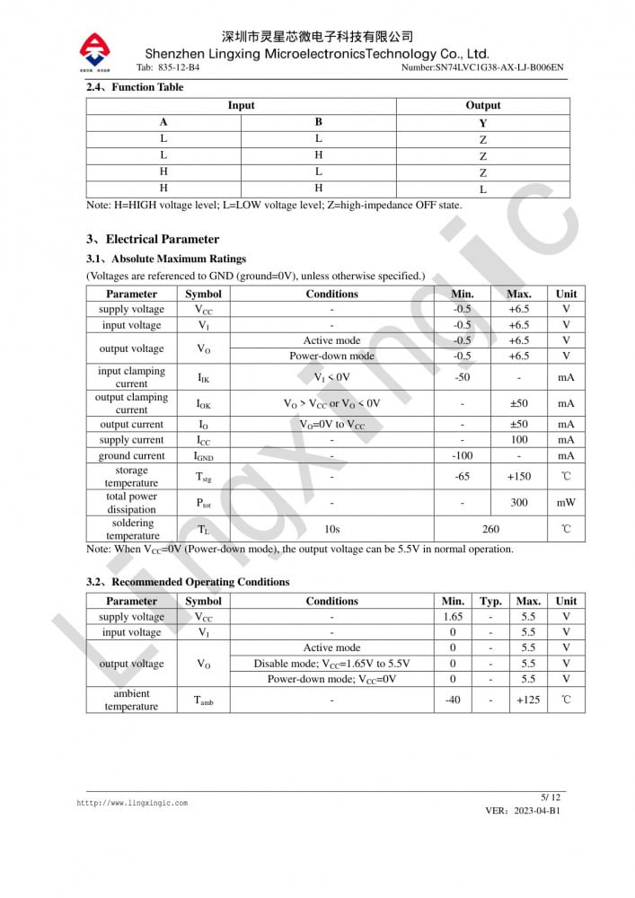 SN74LVC1G38DB(LX) datasheet page 5