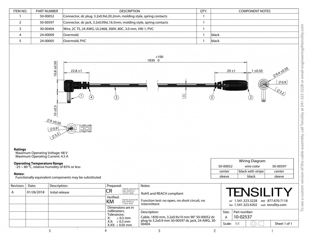 Tensility International 10-02537 technical drawing