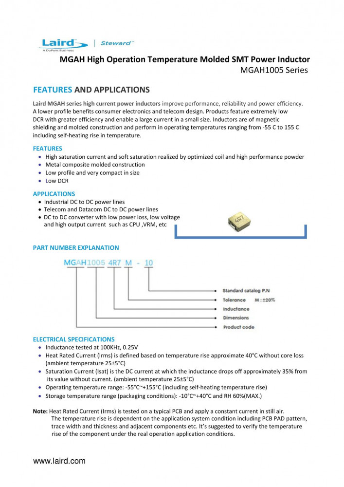 Laird MGAH1005 technical document page 1