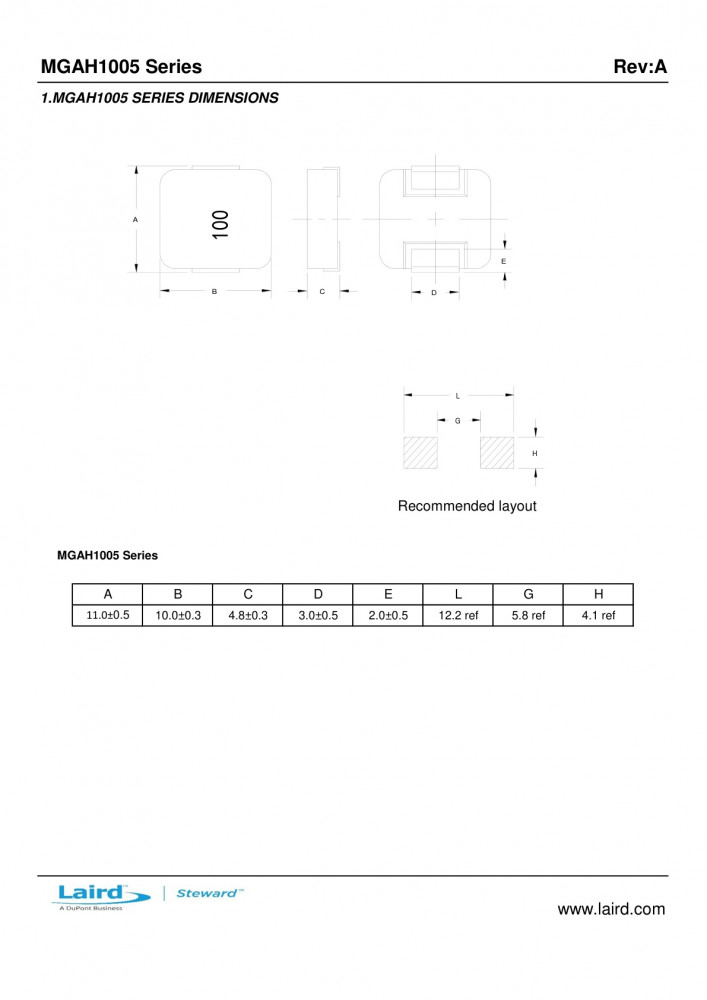 Laird MGAH1005 technical document page 3