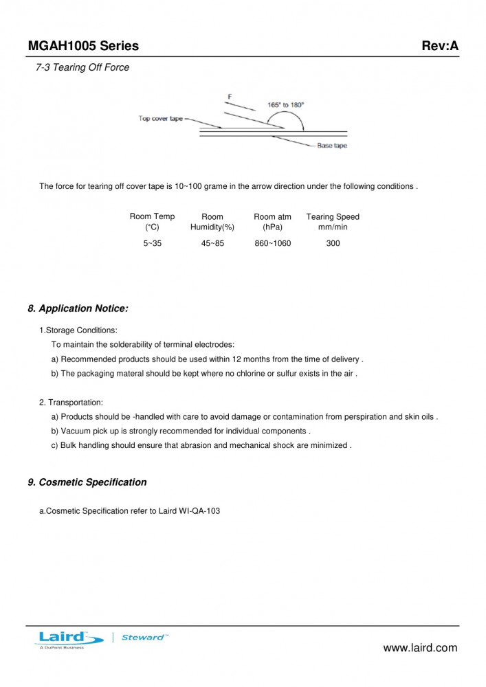 Laird MGAH1005 technical document page 9
